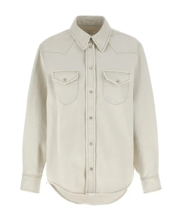 Bally Long-sleeve Denim Shirt With Classic Lapel And Button Front