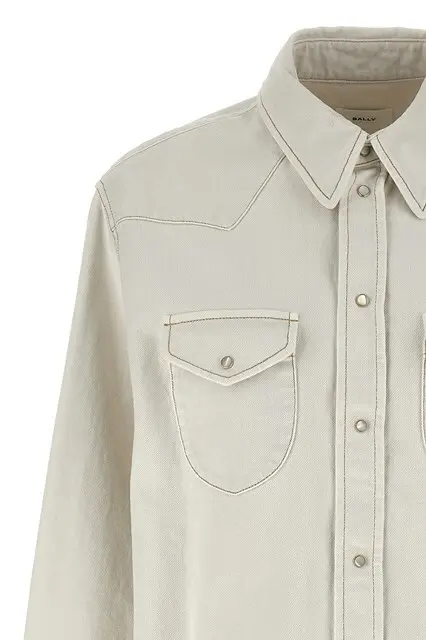 Bally Long-sleeve Denim Shirt With Classic Lapel And Button Front
