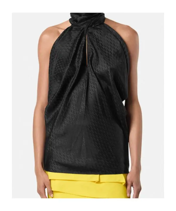 Versace Textured Chevron Halterneck Top