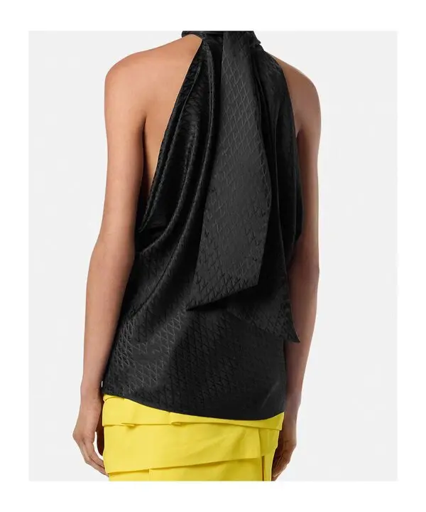 Versace Textured Chevron Halterneck Top