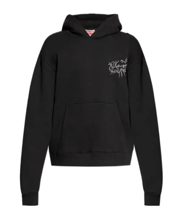 Kenzo Logo Embroidered Drop Shoulder Hoodie