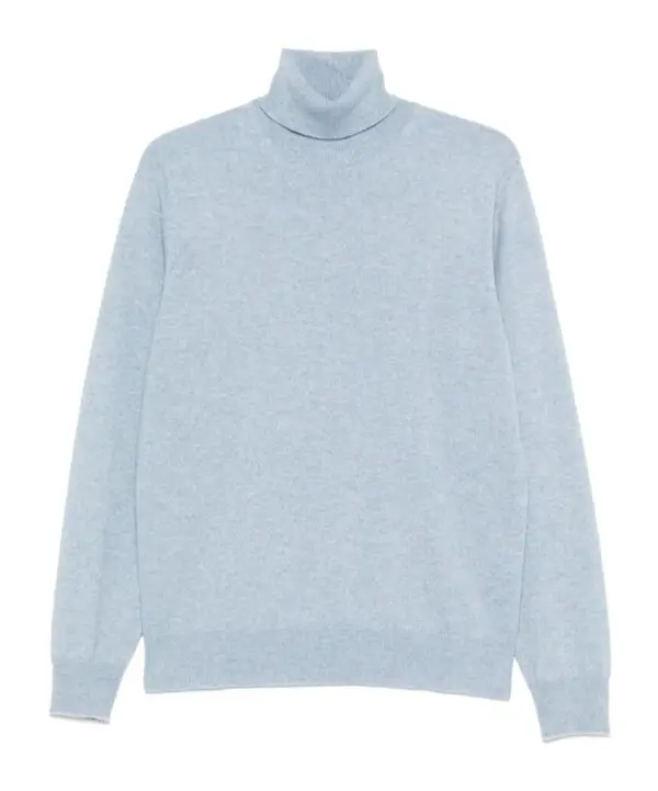 Brunello Cucinelli Ribbed Turtleneck Knitted Sweater - Blue