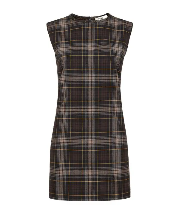 Fendi Tartan Sleeveless Mini Dress