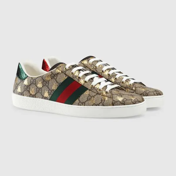Gucci Ace Gg Supreme Bee Sneakers - Gray