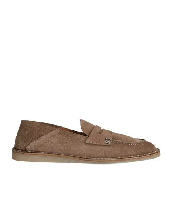 Dolce & Gabbana Logo Plaque Loafers - Brown