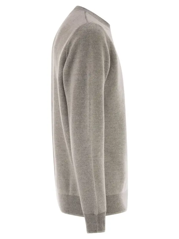 Peserico Textured Crew Neck Knitwear - Gray
