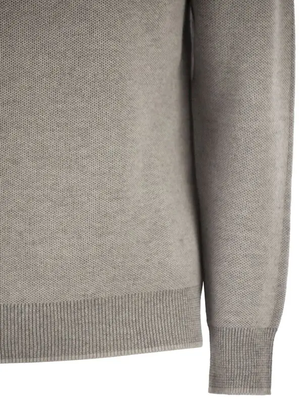 Peserico Textured Crew Neck Knitwear - Gray