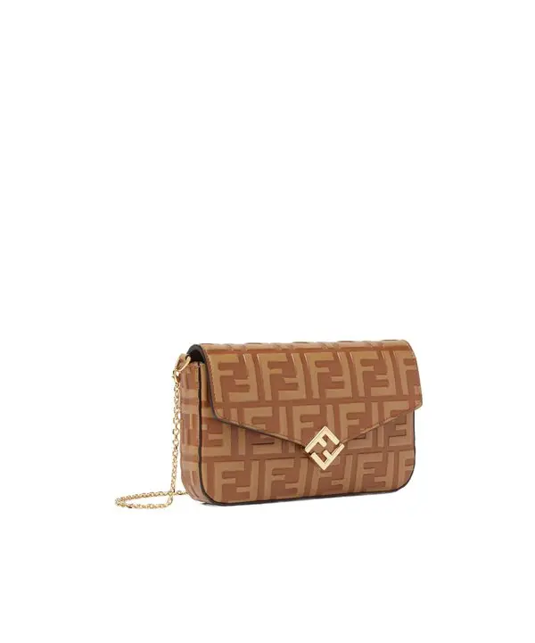 Fendi Ff Diamonds Chain-linked Wallet - Brown
