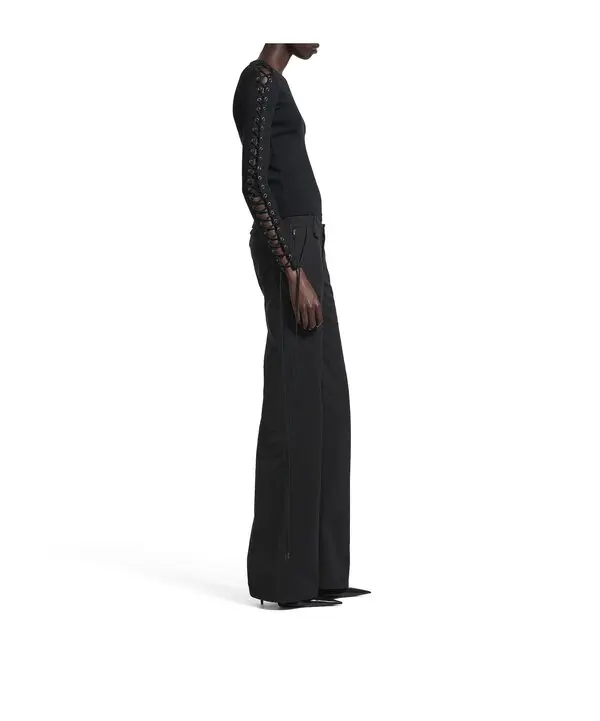 Balenciaga Ribbed Jersey Lace-up Long Sleeve Top
