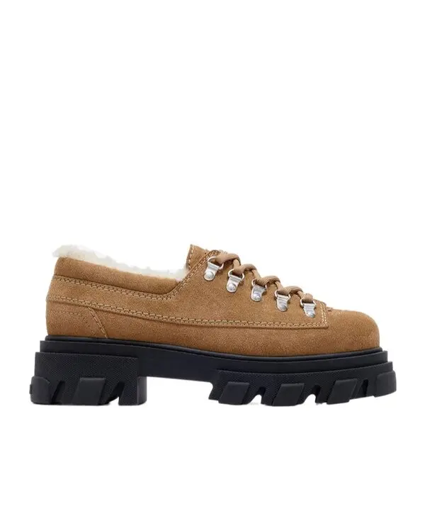 GANNI Suede Furry Lined Cleated Derbies