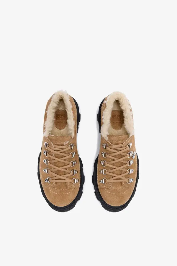 GANNI Suede Furry Lined Cleated Derbies