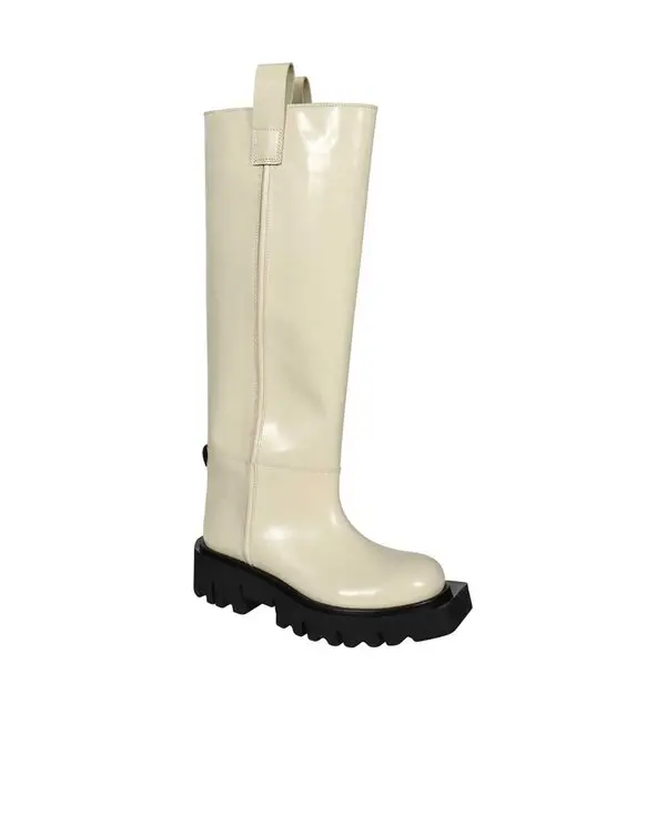 MSGM Square-toe Chunky-sole Boots - Nude