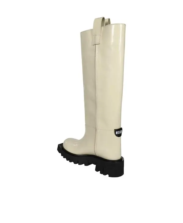 MSGM Square-toe Chunky-sole Boots - Nude