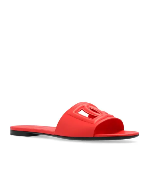 Dolce & Gabbana Dg Logo Flat Slides - Red