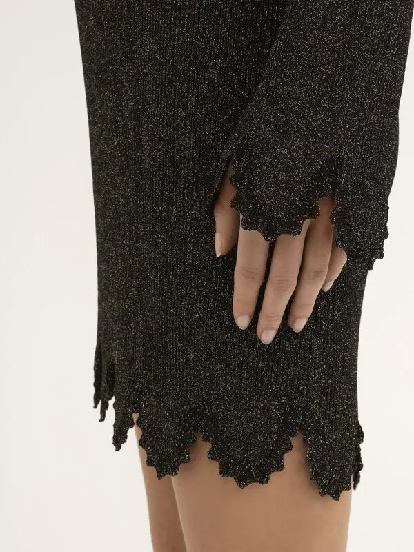 Chloé Ribbed-knit Mini Dress With Scalloped Lace Trim