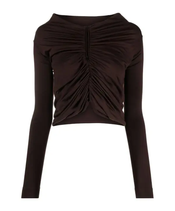 Dolce & Gabbana Ruched Zip-up Long-sleeve Top