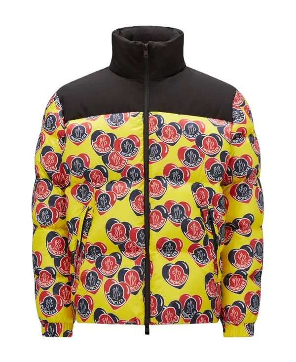 Moncler Antares Zip-up Short Down Jacket With Heart Motif