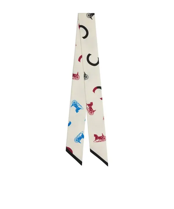 Celine Silk Twill Scarf - Vanilla/blue/brown