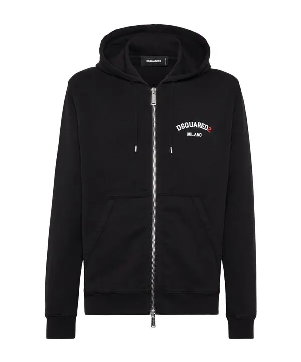 Dsquared2 Logo-printed Zip-up Drawstring Hoodie