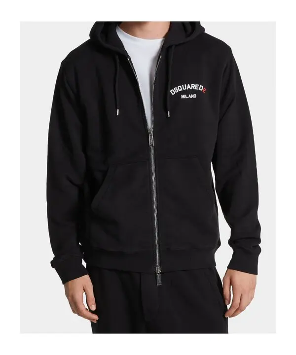 Dsquared2 Logo-printed Zip-up Drawstring Hoodie
