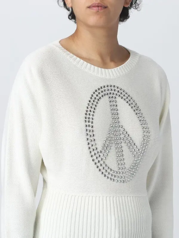 Moschino Long-sleeved Sweater With Rhinestone Peace Sign