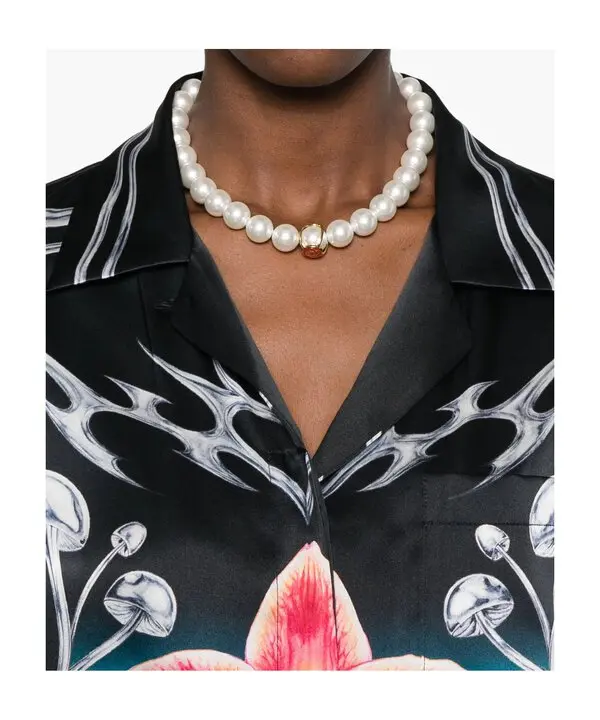 Casablanca Orchid-print Silk Shirt - Black