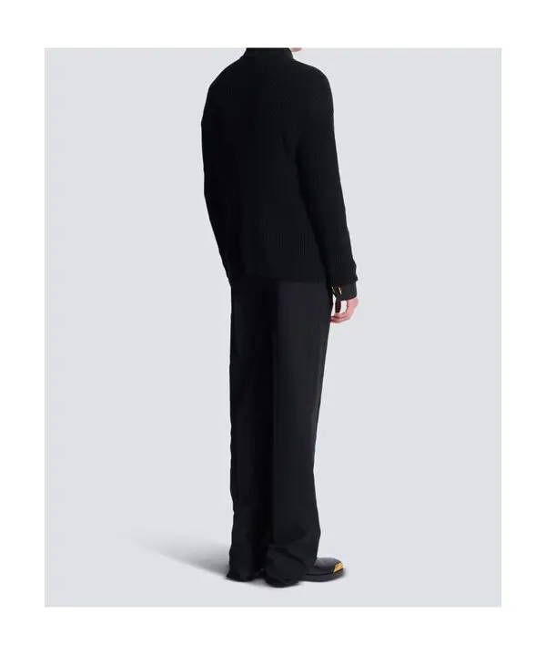 Balmain Tube Knit Cardigan With Embroidered Patch