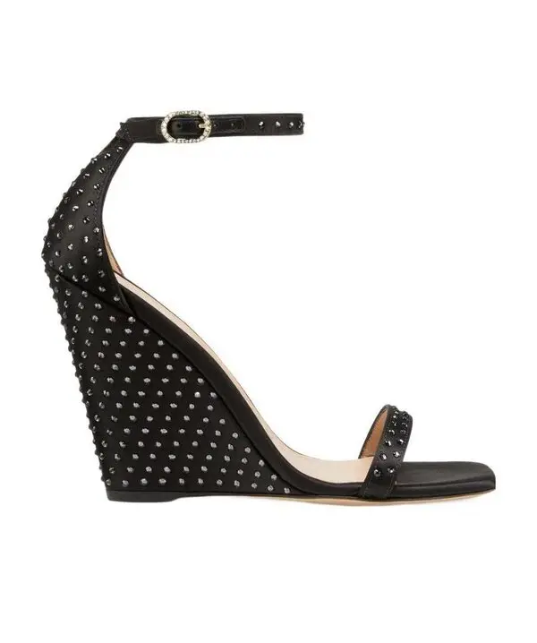STUART WEITZMAN Crystal-embellished Wedge Sandals