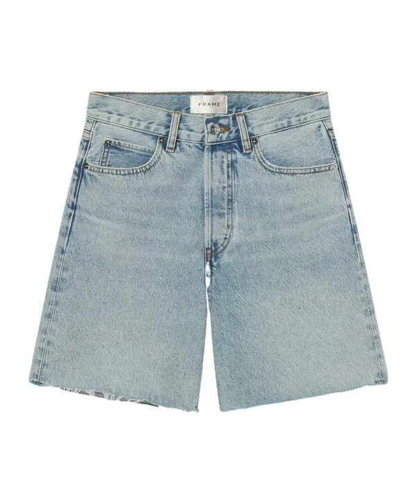 FRAME High Waist Denim Shorts - Gray