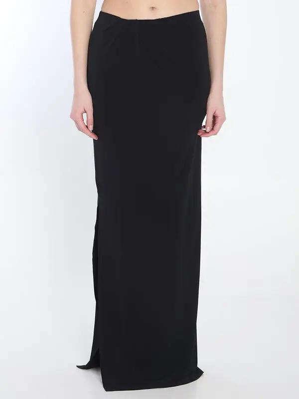 Jacquemus Peplo Maxi Skirt With Pleated Detailing And Slit - Black