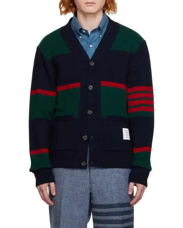 Thom Browne 4-bar Striped Knitted Cardigan