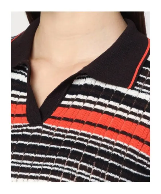 ROBERTO COLLINA Striped Knitted Polo Shirt