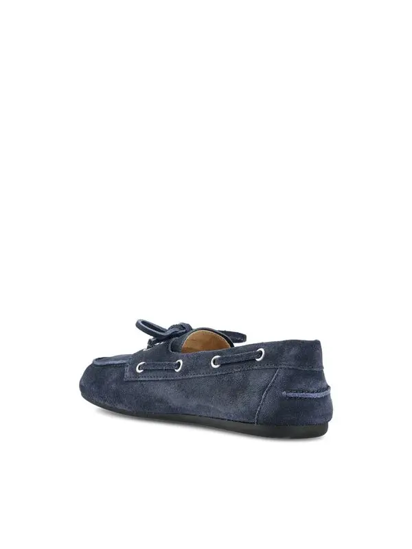 Miu Miu Suede Round Toe Slip-on Loafers - Blue