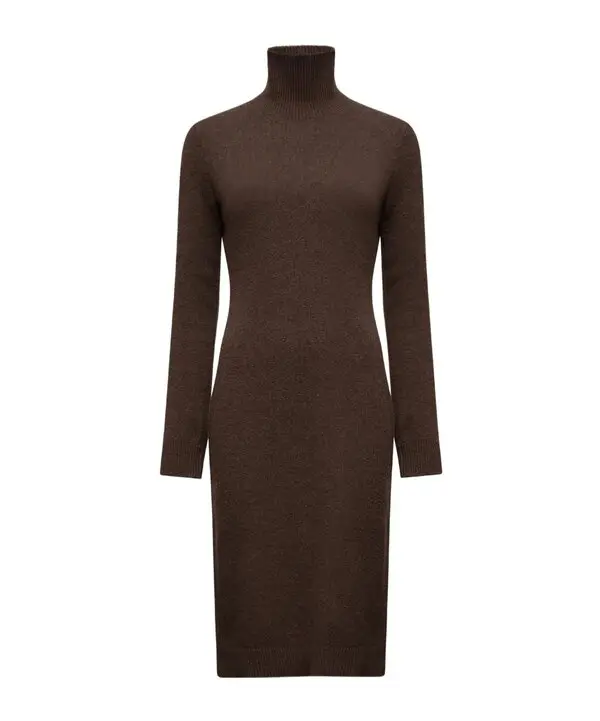 MAISON MARGIELA High Neck Long Sleeved Dress - Dark Brown