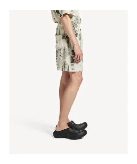 Balenciaga Printed Elastic Waist Shorts - Grey