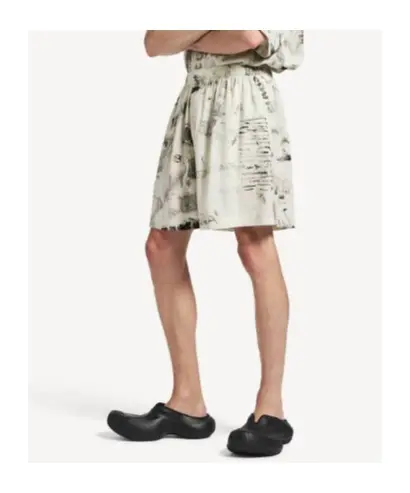 Balenciaga Printed Elastic Waist Shorts - Grey