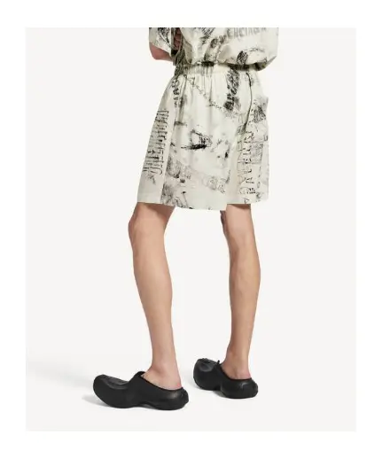 Balenciaga Printed Elastic Waist Shorts - Grey