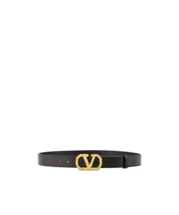 Valentino Garavani Vlogo Signature Embellished Belt - Black
