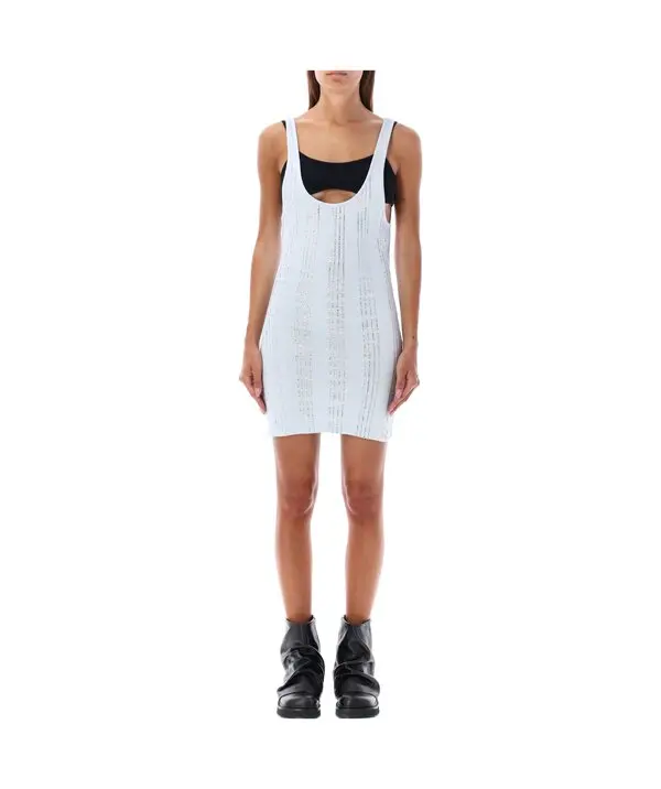 Attico Double Layered Ribbed Mini Dress - White