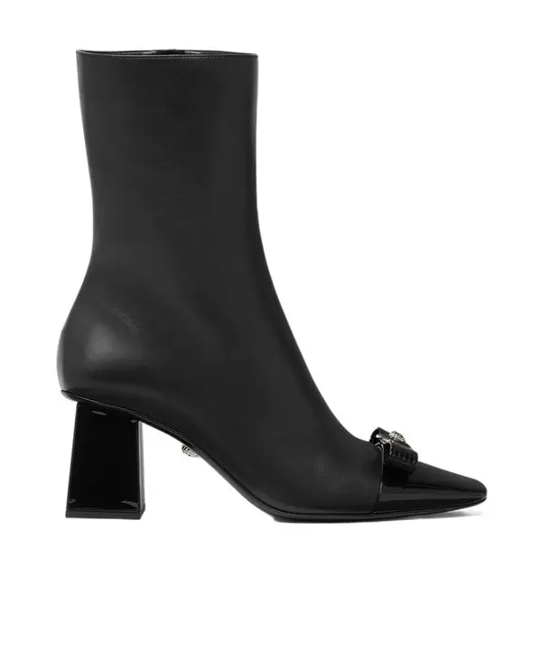 Versace Ribbon Heeled Ankle Boots - Black