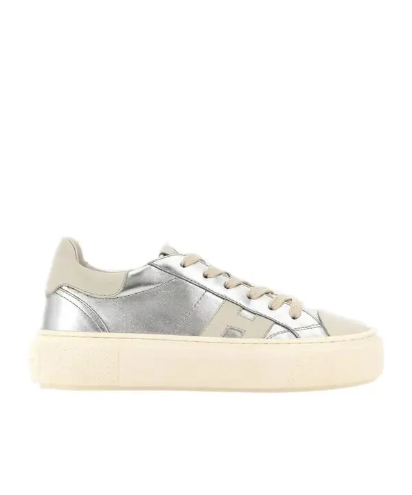 Hogan Sneakers With 'h' Logo And Lace-up Closure - Silver