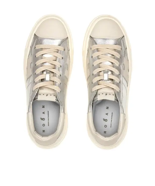 Hogan Sneakers With 'h' Logo And Lace-up Closure - Silver