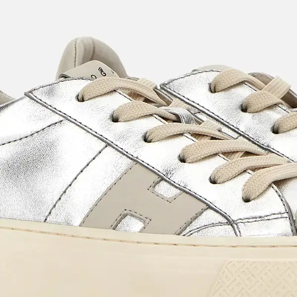 Hogan Sneakers With 'h' Logo And Lace-up Closure - Silver