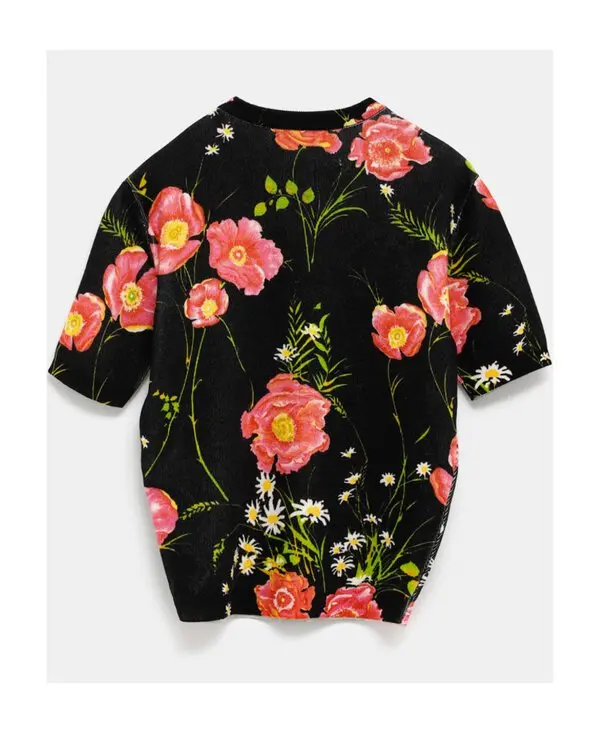 Balenciaga Floral Print Short Sleeve Knit Top