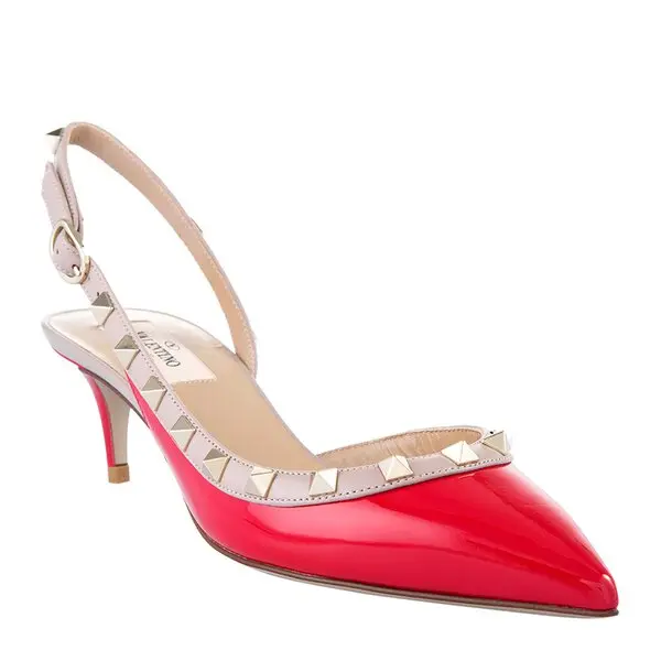 Valentino Garavani Pointed Toe Rivet Embellished Slingback Sandals