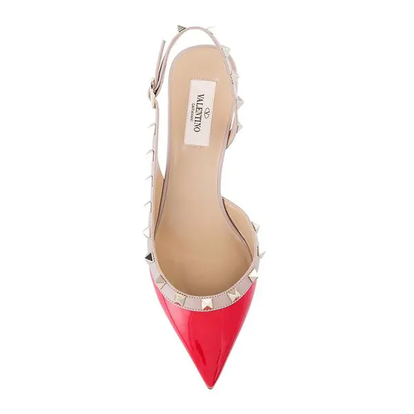Valentino Garavani Pointed Toe Rivet Embellished Slingback Sandals