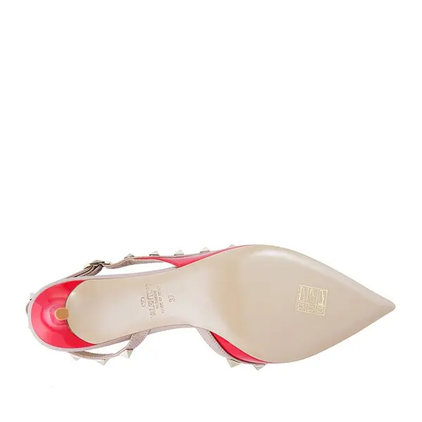 Valentino Garavani Pointed Toe Rivet Embellished Slingback Sandals