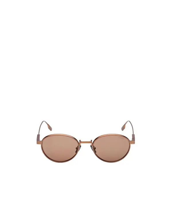 Zegna Oval Frame Sunglasses - Nude