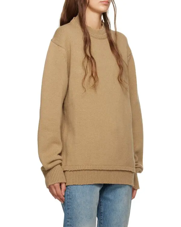 MAISON MARGIELA Ribbed Crew Neck Sweater With Elbow Patches - Nude
