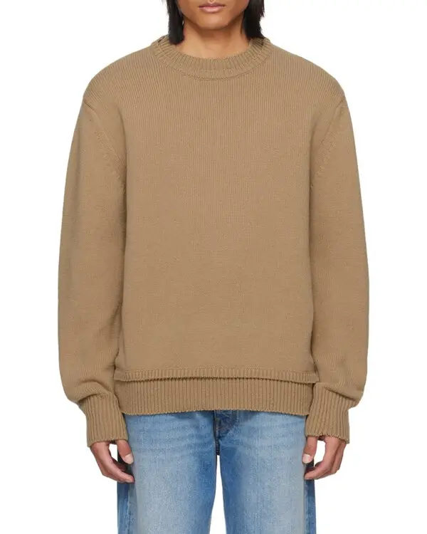 MAISON MARGIELA Ribbed Crew Neck Sweater With Elbow Patches - Nude
